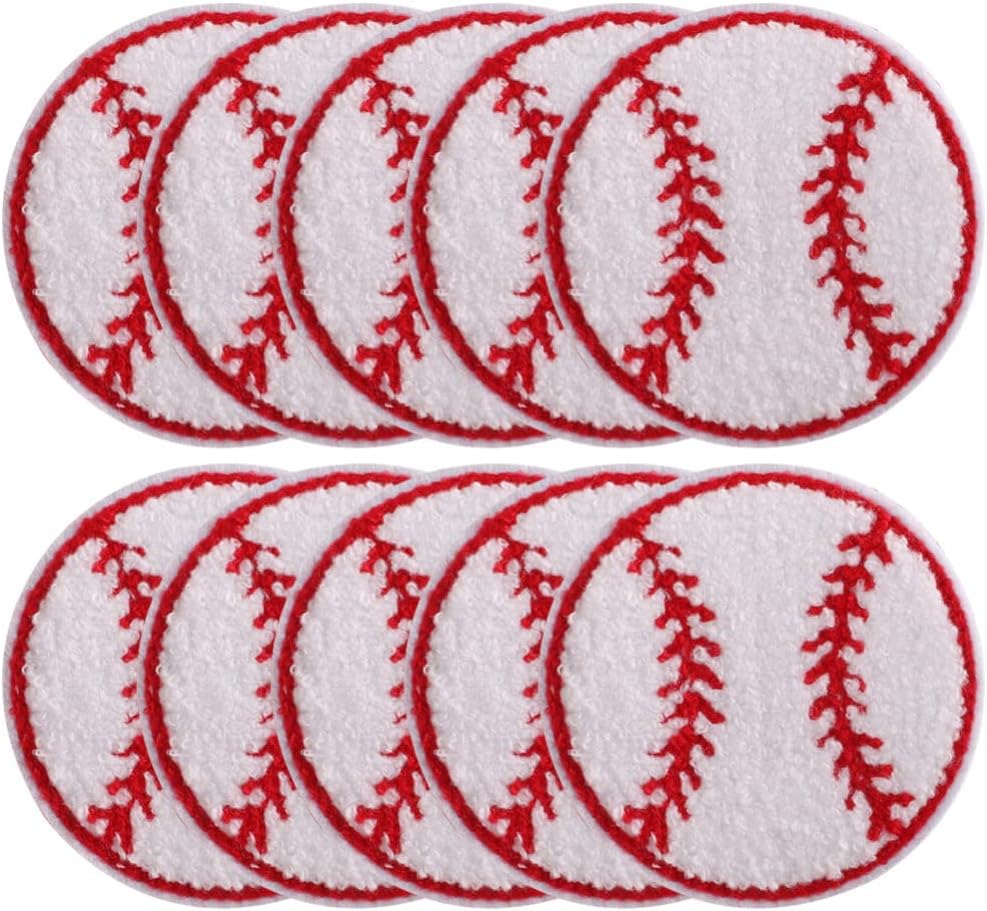 Amazon.com: MAGICLULU Chenille Iron on Baseball Patch 10pcs Baseball Softball Embroidered Sew On ...