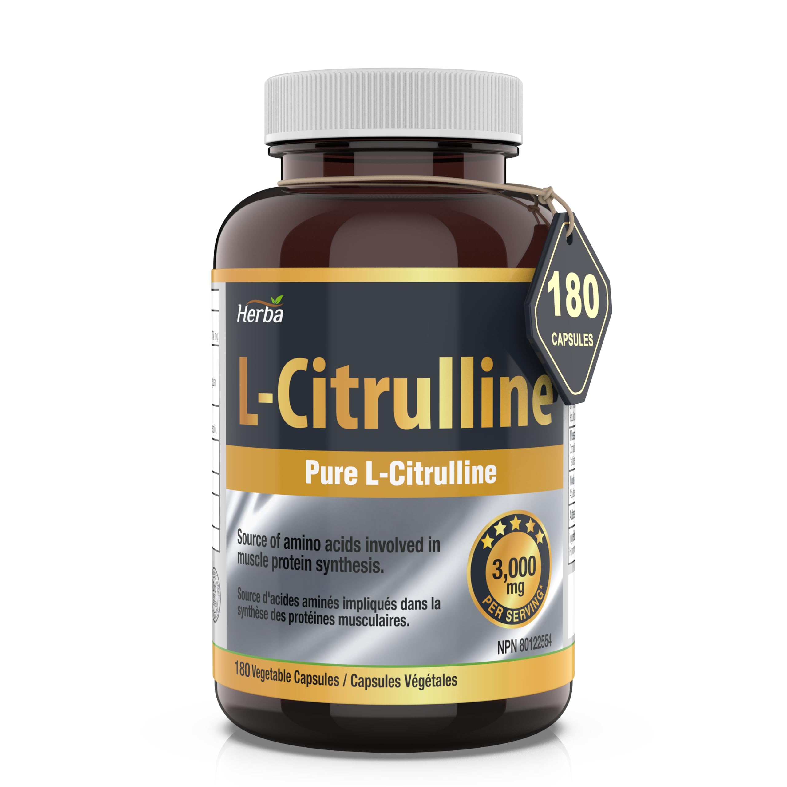 Herba L-Citrulline Capsules 750mg – 180 Vegetable Capsules | 3,000mg ...