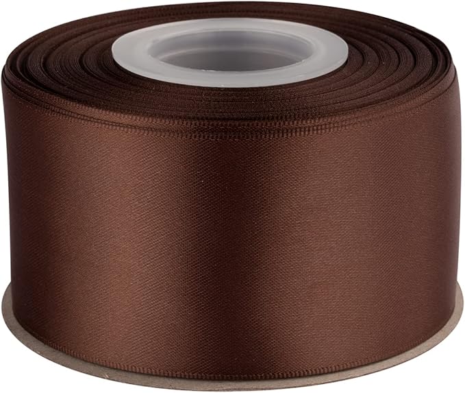 Amazon.com: 2" Inch Double Faced Satin Ribbon Brown Solid Polyester ...