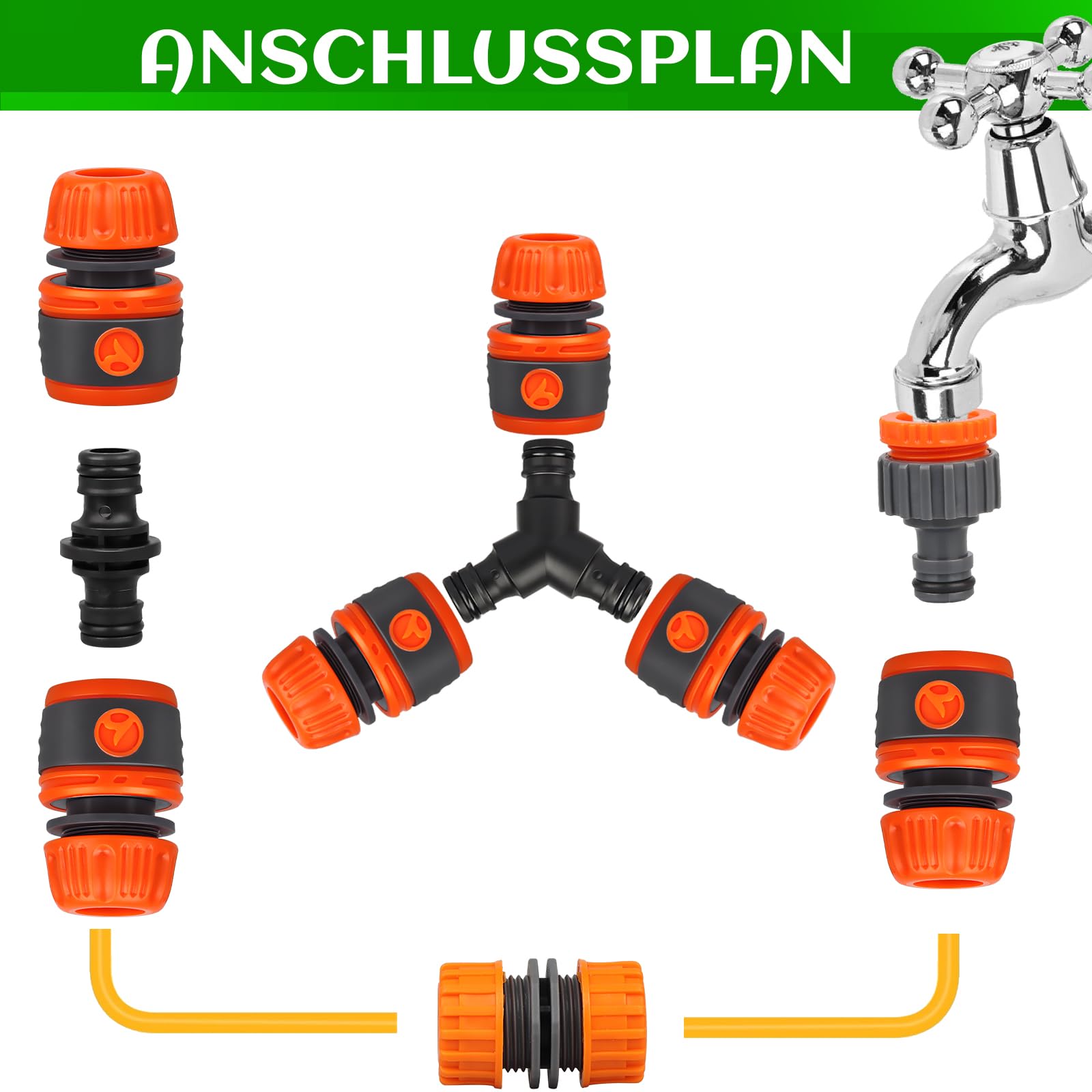 Garden Hose Connection Set, 12 Garden Hose Coupling, Hose Coupling 1/2 ...