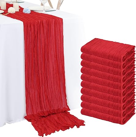 Amazon.com: 10 Pack Red Cheesecloth Table Runner 10FT Boho Romantic ...