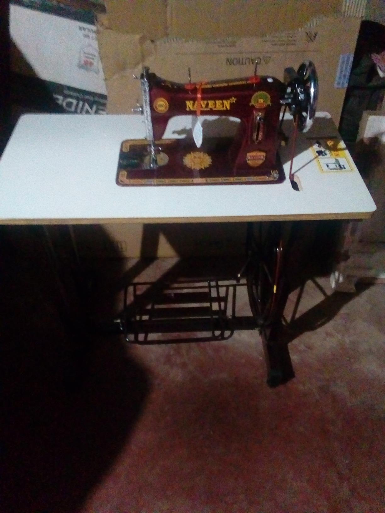 Naveen Sewing Machine Domestic Square Model Head (Metallic Red Color)-3 ...