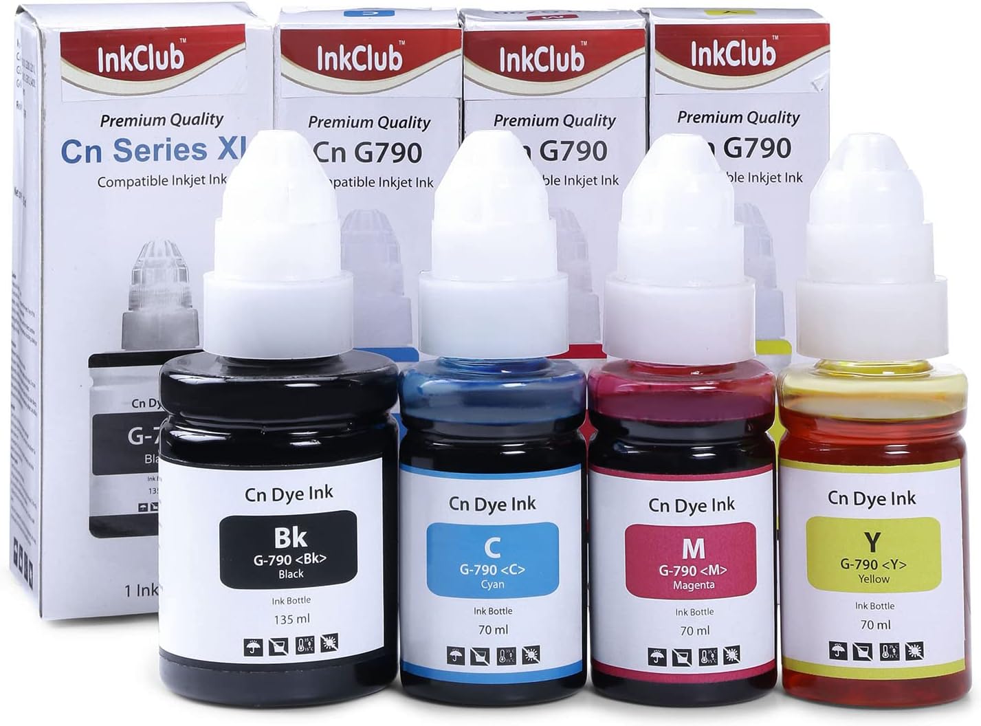 Inkclub Compatible Refill Ink GI790 (Black-135ml) & (Color-70ml Each ...