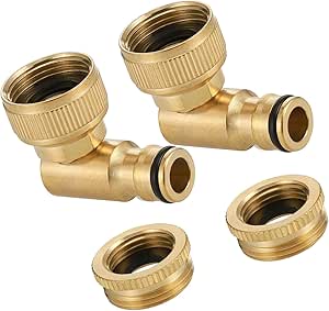 Amazon.com: HUANGENG Pack of 2 Brass Angled Hose Connectors Garden Tap ...
