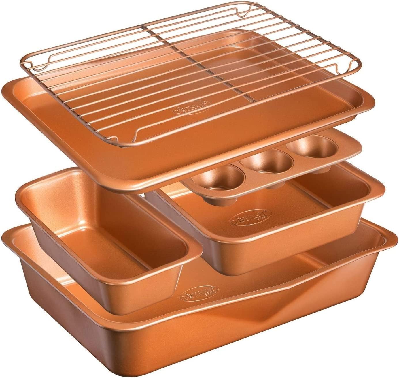 Amazon.com: Nonstick Baking Pans Set, 9 Pieces Bakeware Set Stackable ...
