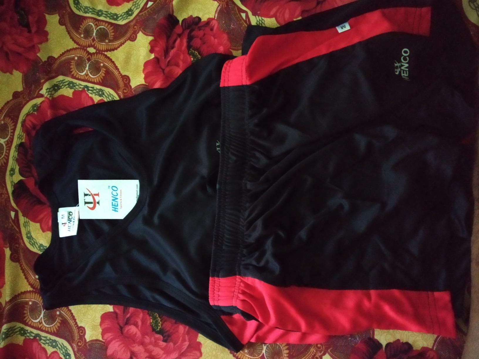 HENCO Black-red-White Athletic Sando kit(Sando & Shorts) Running kit ...