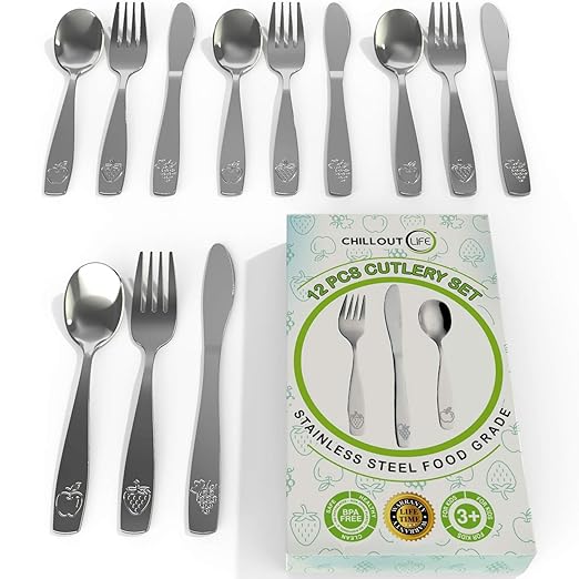 Amazon.com: 12 Piece Stainless Steel Kids Silverware Set - Child and ...