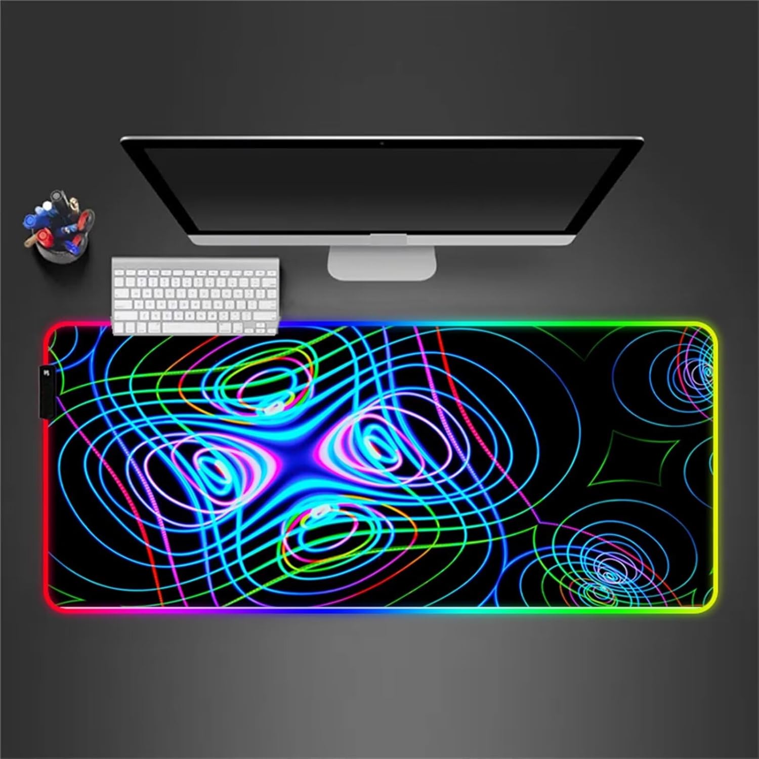 RGB Gaming Mouse Pad with Non-Slip Rubber Base Large Luminous LED Mouse ...