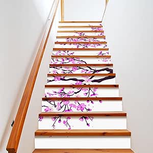 Amazon.com: Sakura Tree Cherry Blossoms Stairs Stickers Self Adhesive ...