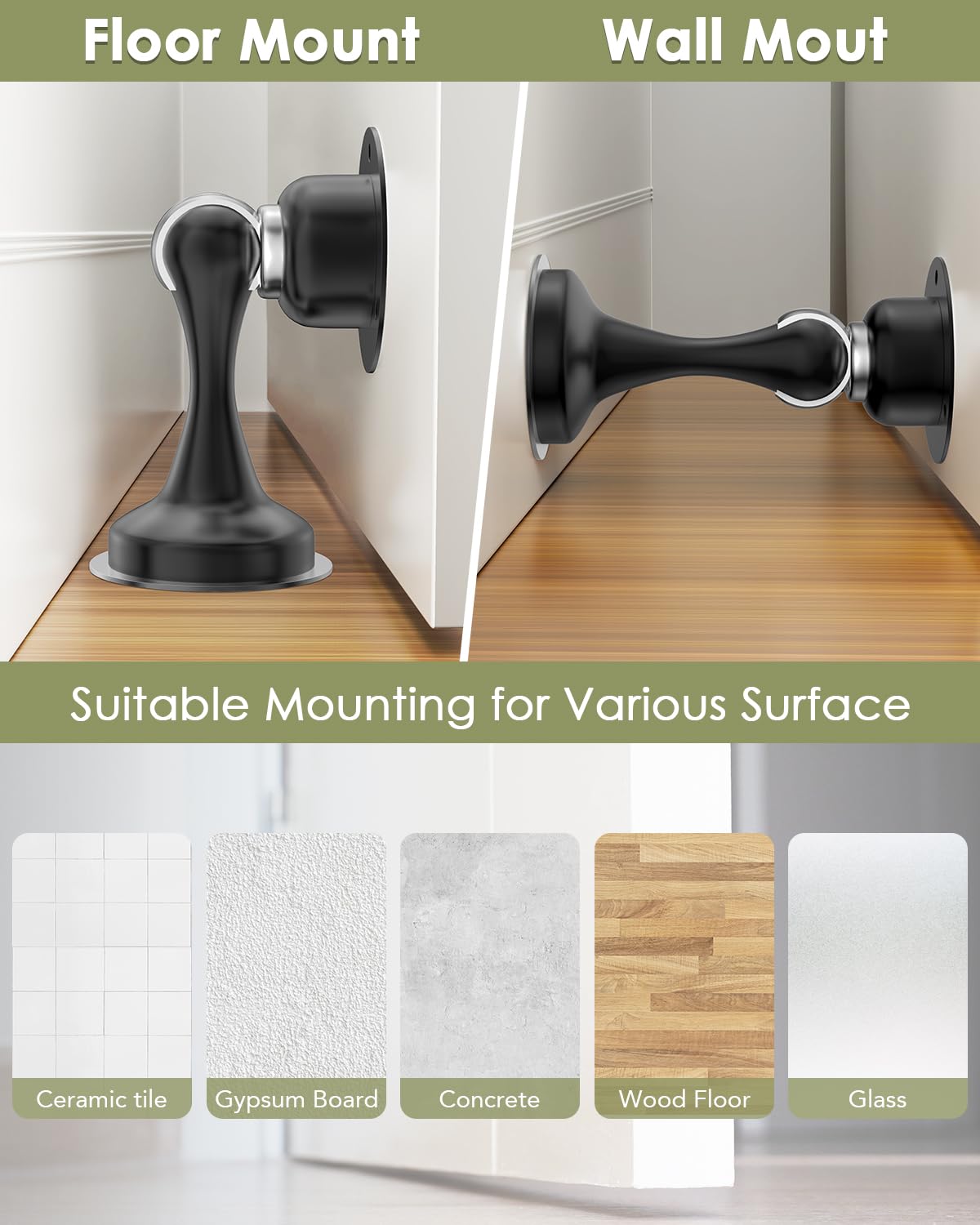 Snapklik.com : Door Stoppers, Magnetic Door Stop 2 Pack Adhesive Stick ...