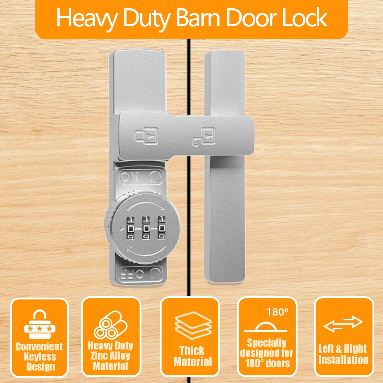 Snapklik.com : Bifold Door Lock - Barn Door Lock 180 Degree 3-Digit ...