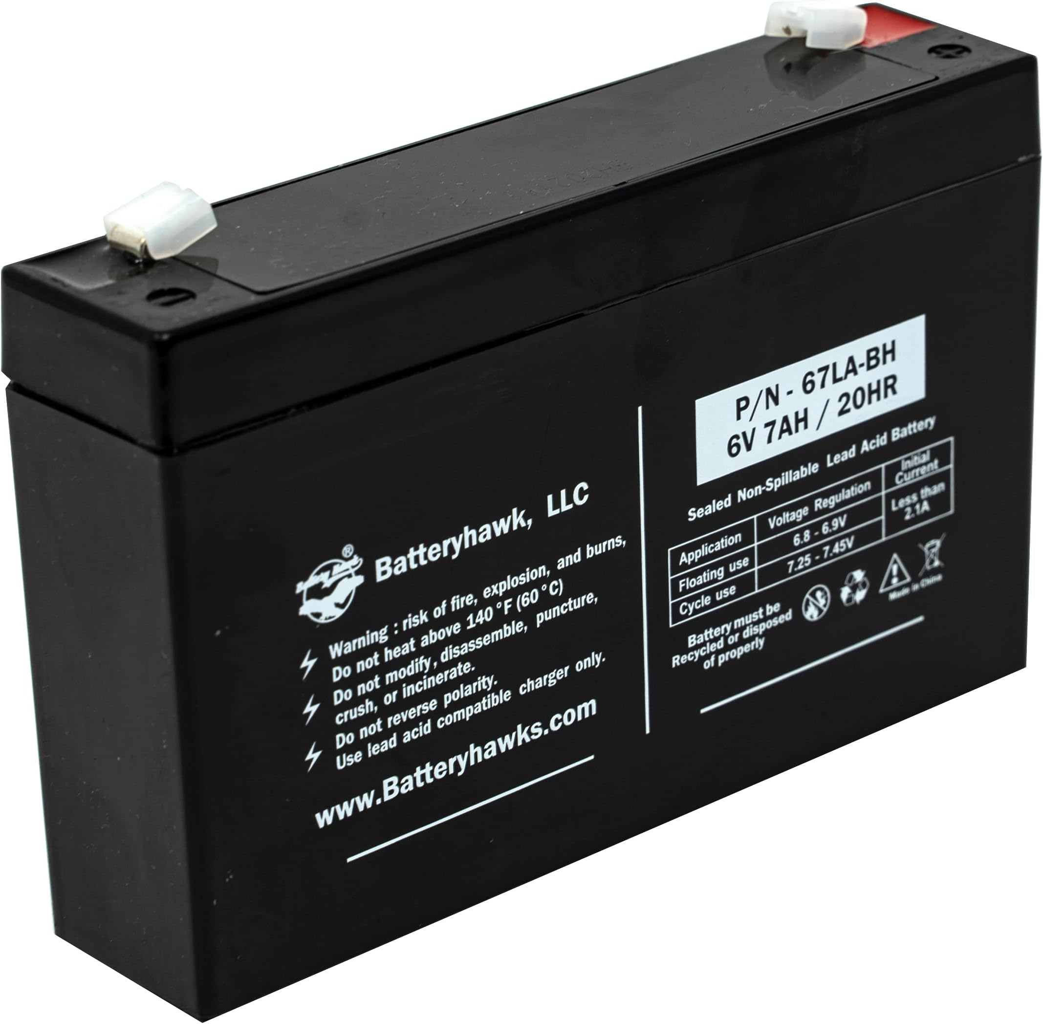 Amazon.com: Battery Hawk UB670 ELB-0607 Lead Acid 6V 7AH SLA WP7-6 EMB ...