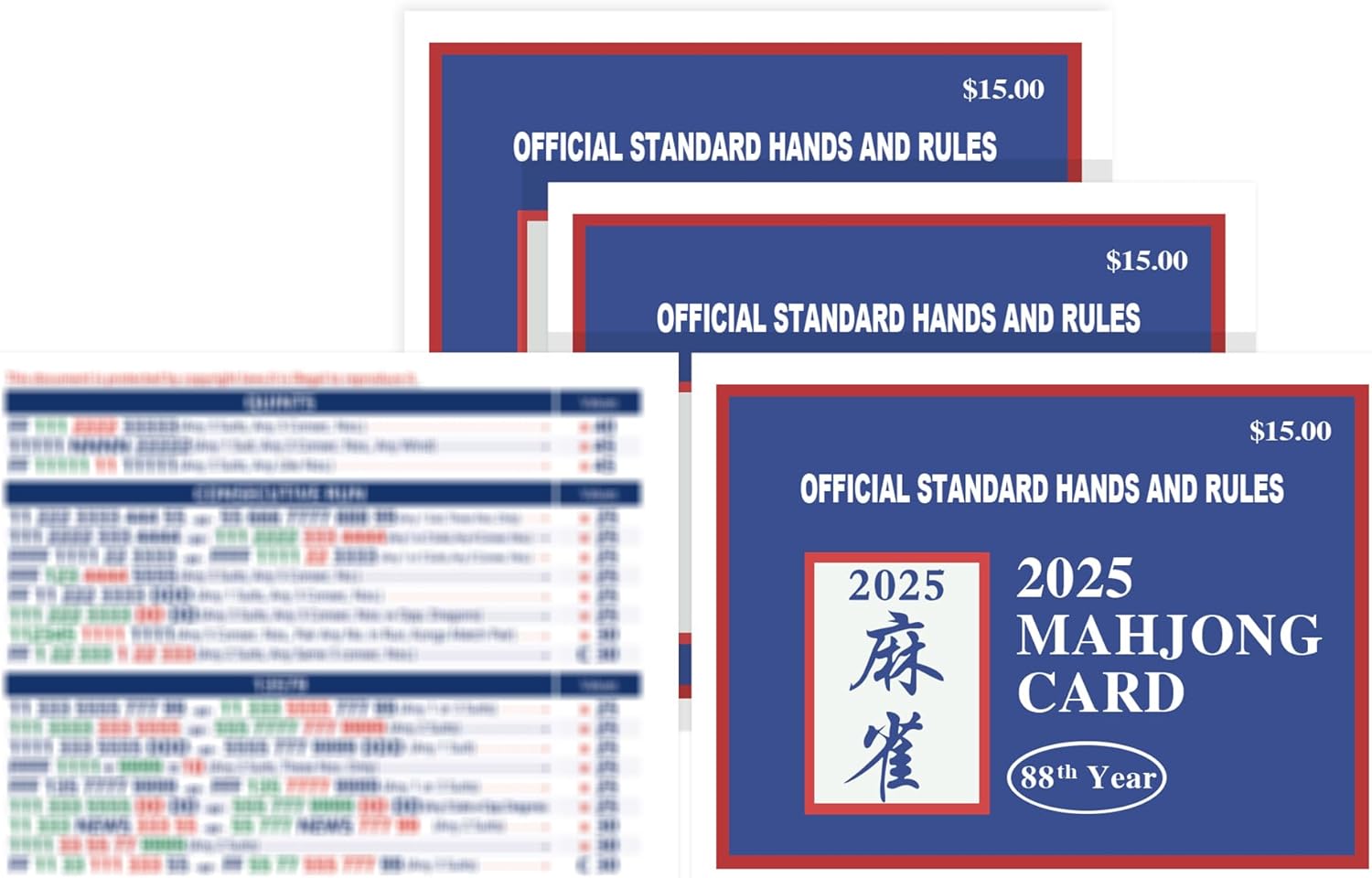 Amazon.com: PDUHKO 2025 Mahjong Card Official Edition, Official Rule ...