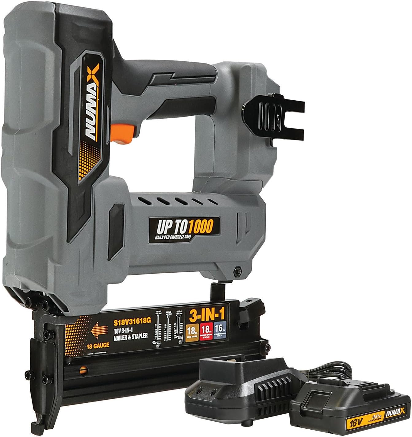 Amazon.com: NuMax 18V Cordless 3-in-1 Nail Gun Kit – 2" 16 & 18 Gauge ...