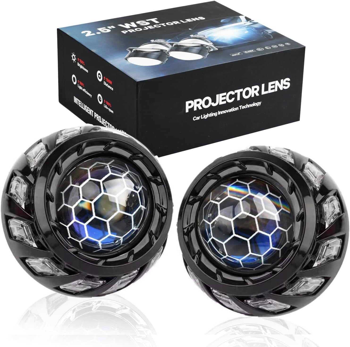 Amazon.com: YUFANYA 2.5inch Honeycomb Bi LED Projector Lenses with High ...