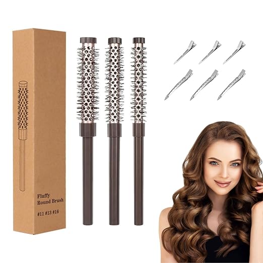 Amazon.com : 3 Pieces Small Round Brush for Blow Out, Mini Quiff Roller ...