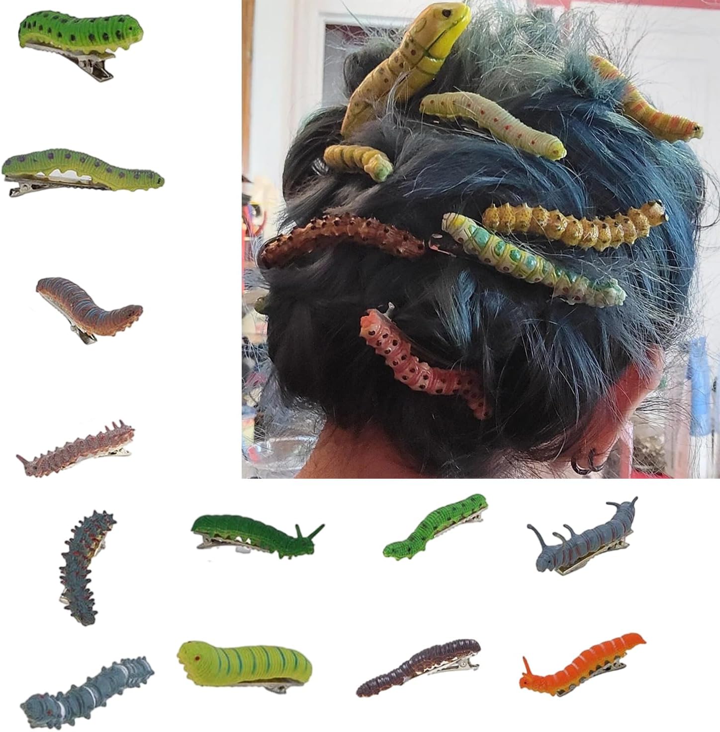Amazon.com : 12Pcs Halloween Caterpillar Hair Clips Hand Painted ...