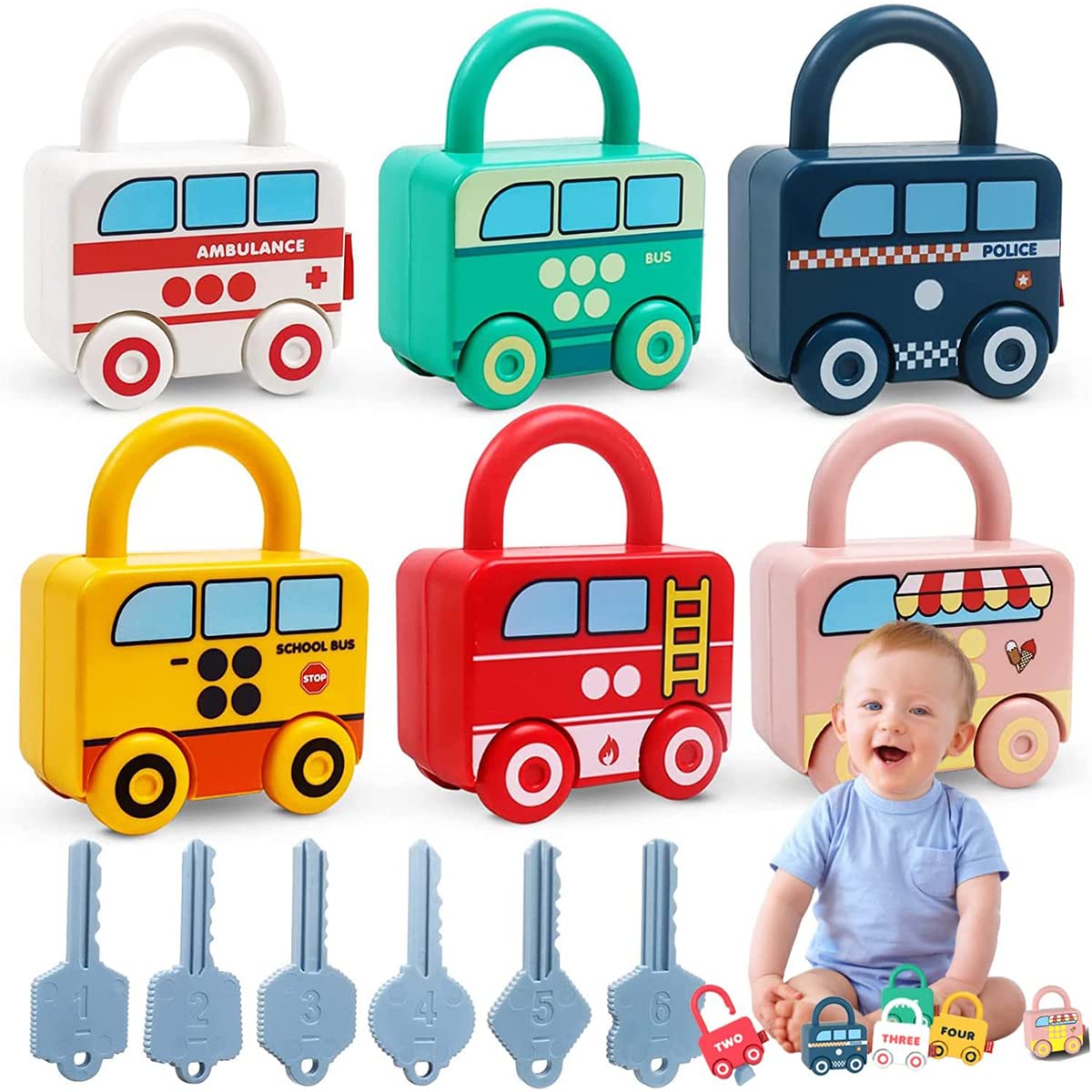 Buy PATPAT 6 Pcs Lock And Key Car Toys|Creative Matching & Sorting Toys ...