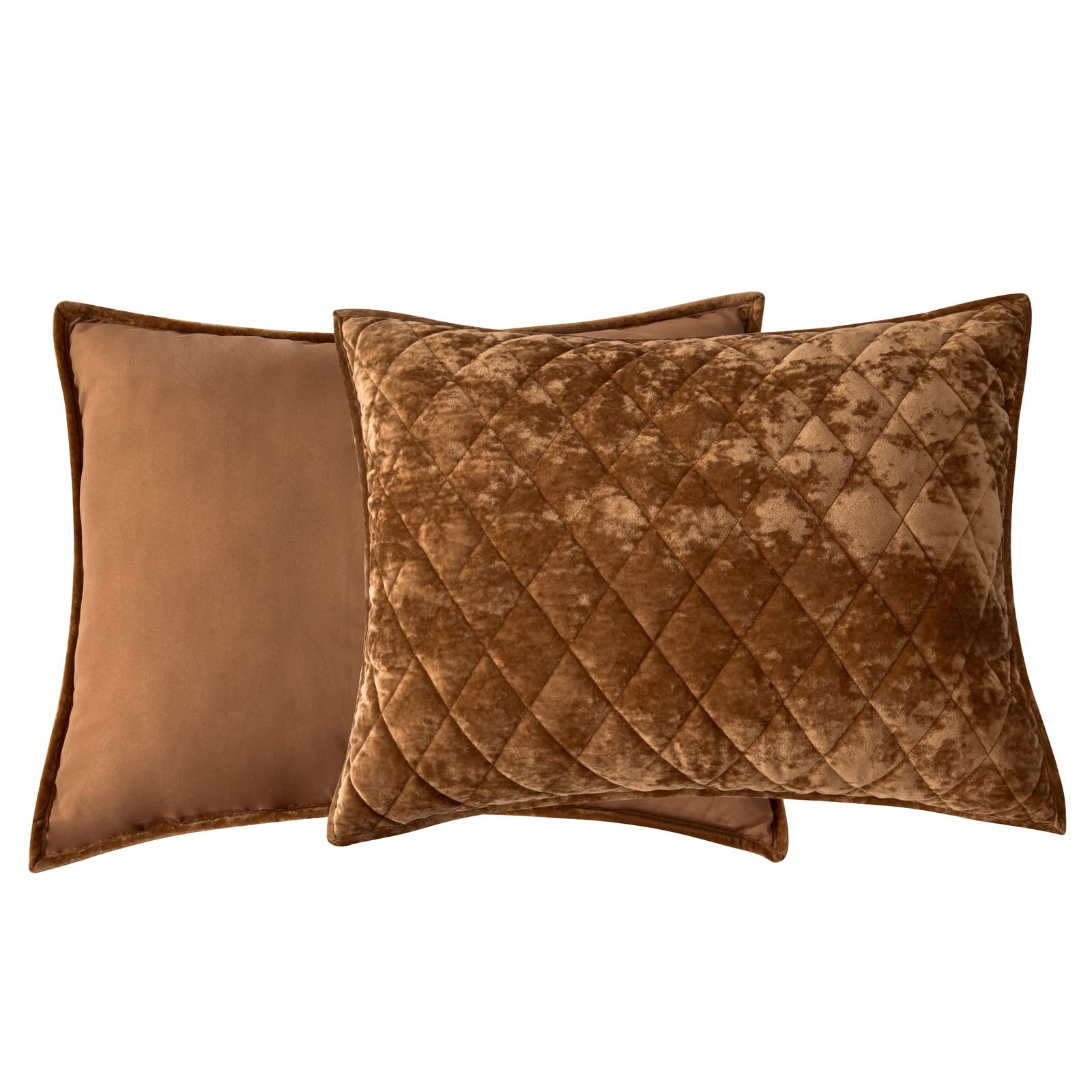 ( photo similar)Fredsure Distressed Velvet Quilt Set, 3 Pieces Caramel ...