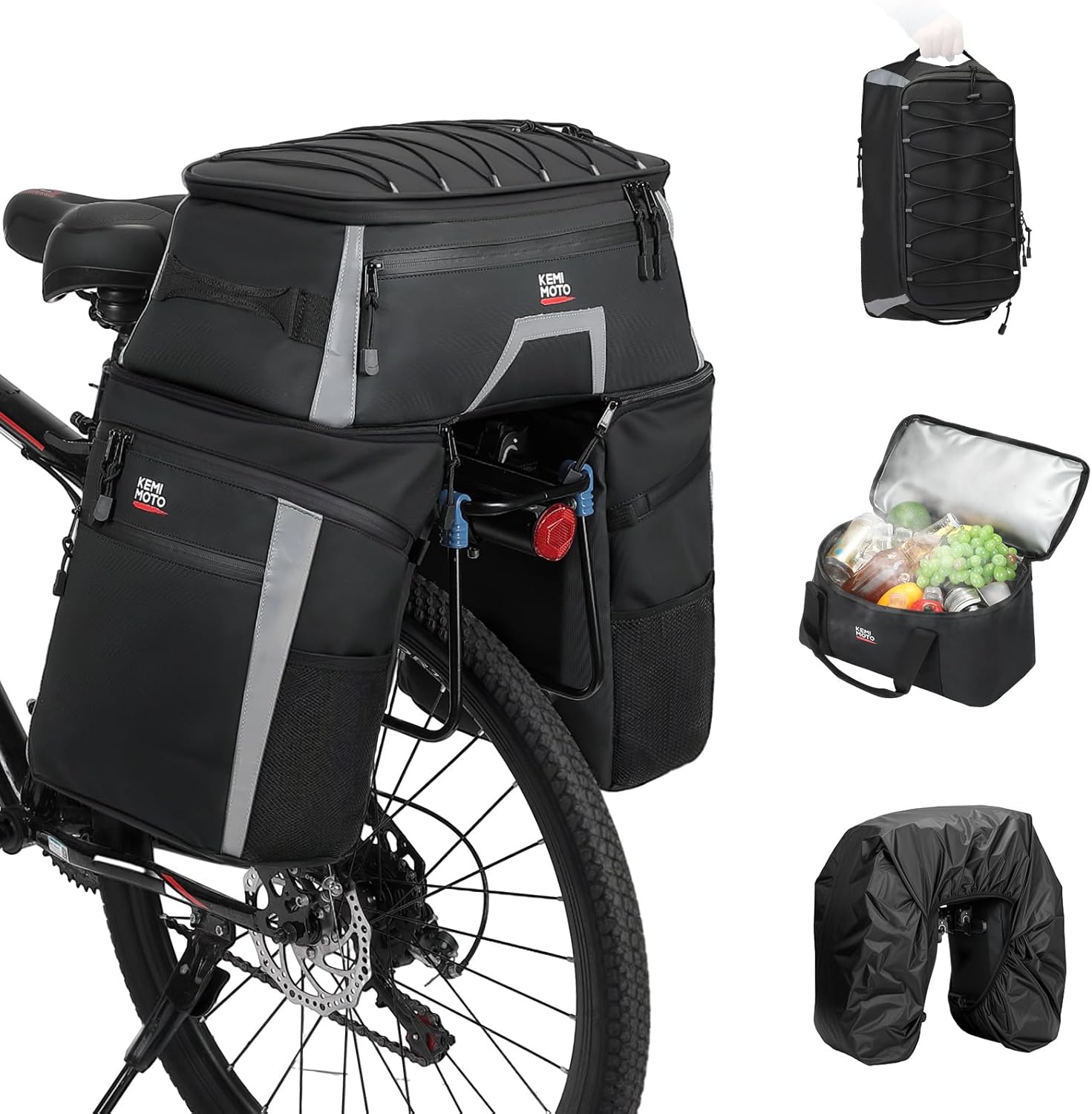 KEMIMOTO Bicycle Panniers Combo 4-in-1, Bike Saddle Cooler Bag with ...