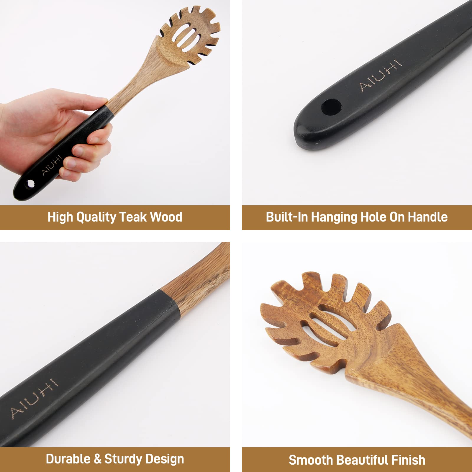 Snapklik.com : Wooden Spaghetti Server, Wooden Pasta Spoon,13 Inch Teak ...