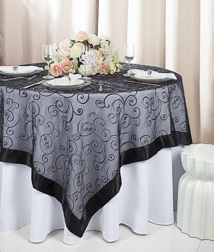Amazon.com: Wedding Linens Inc. 85" Square Embroidered Organza Sheer ...