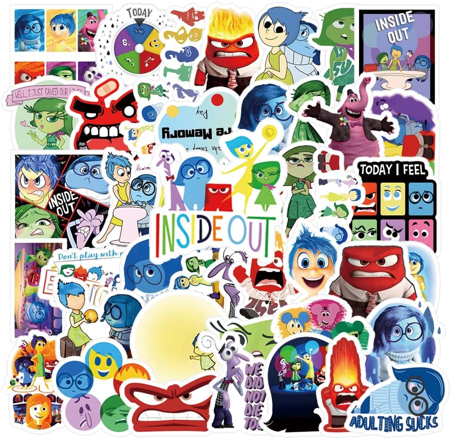 62Pcs Inside Out Stickers Pack,Cartoon Cute Aesthetic Graffiti Vinyl ...