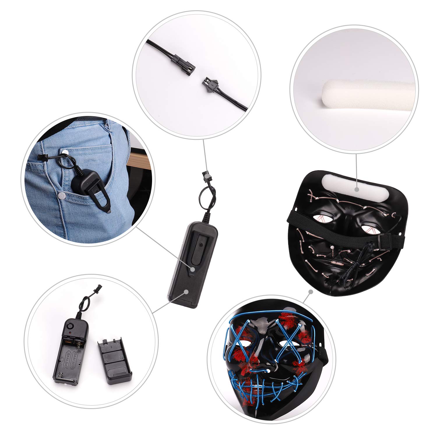 Halloween Mask Costume, Led Light Up Mask, Scary Hacker Anonymous Mask ...