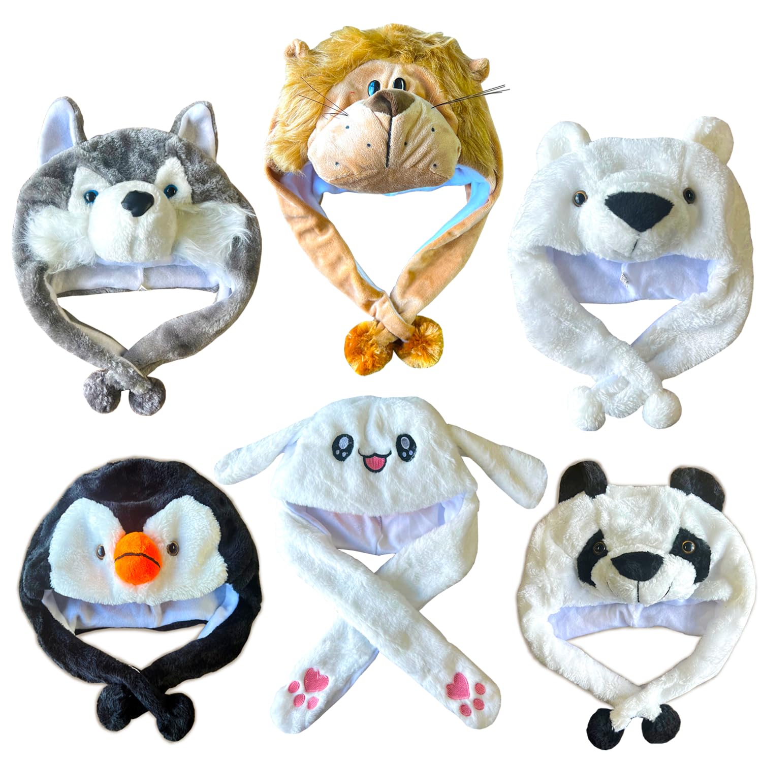6 Pack Animal Hats Costume Animal Hats Animal Theme Party Dress up Hats ...