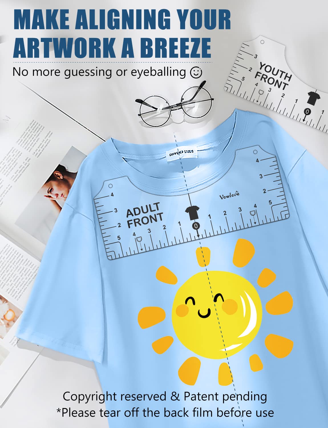 Snapklik.com : Tshirt Ruler Guide Vinyl Alignment - T Shirt Measure ...