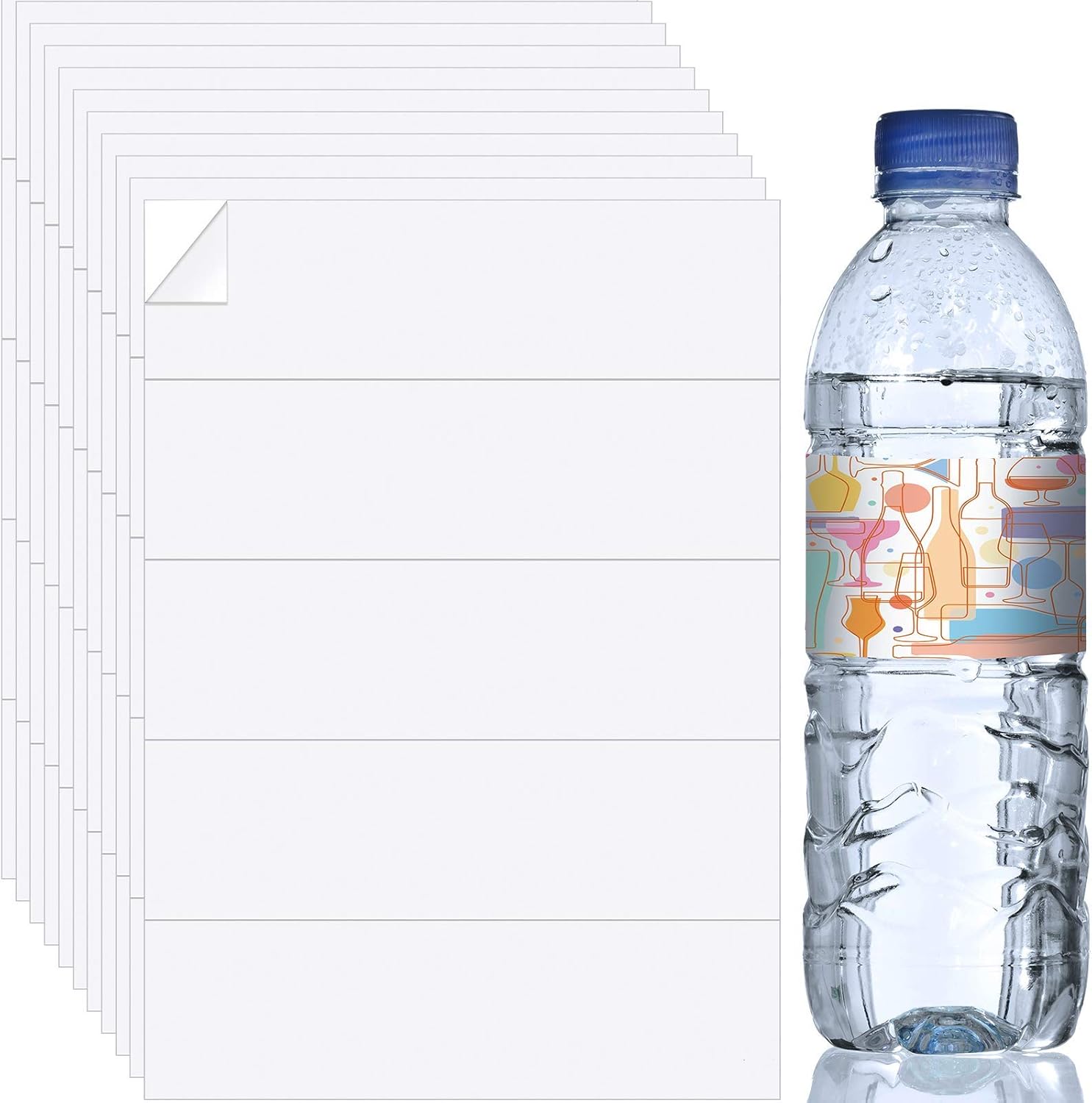 Buy Blank Water Bottle Label Stickers White Wraparound Bottle Labels ...
