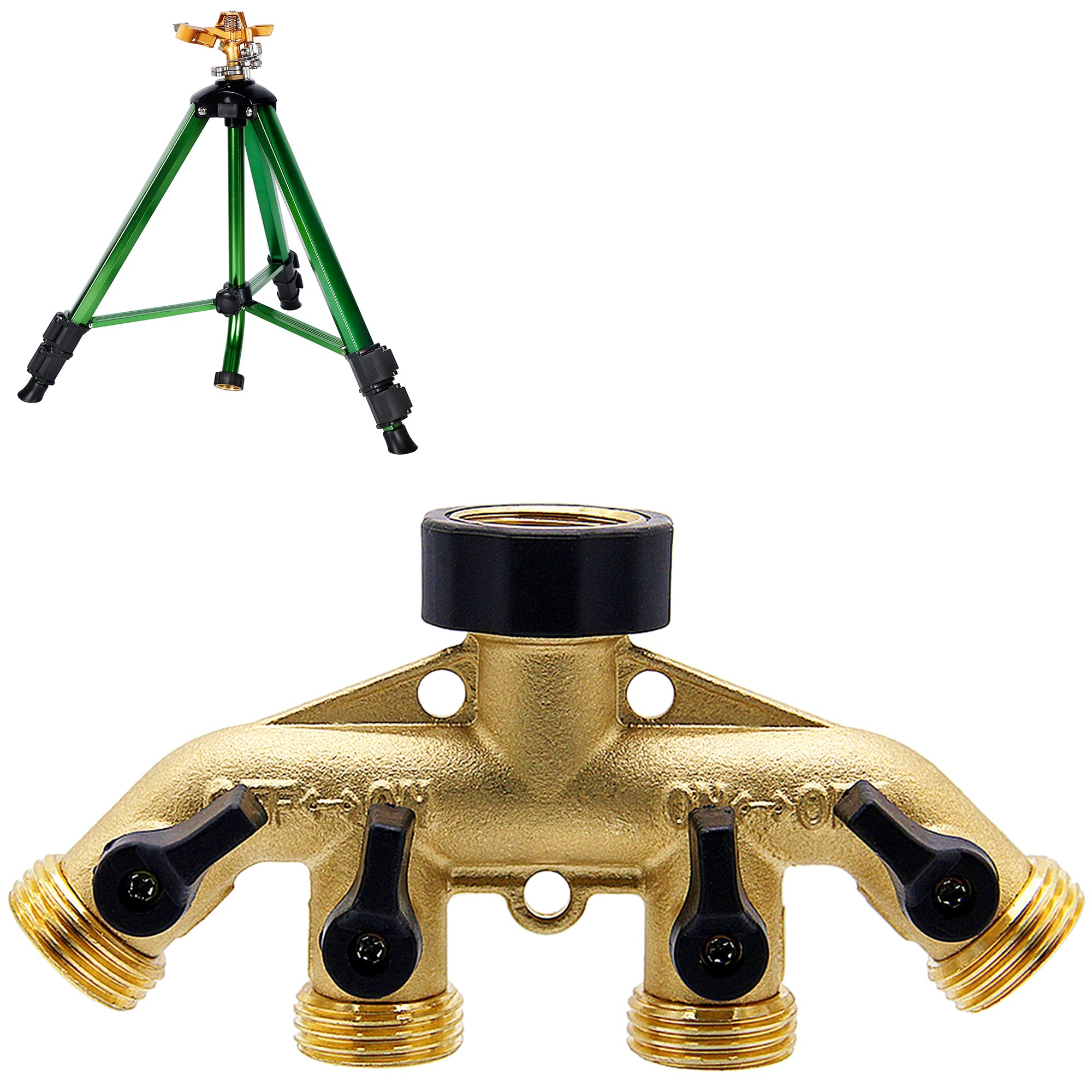 Amazon.com: Biswing Impact Sprinkler & 4 Way Brass Hose Splitter ...