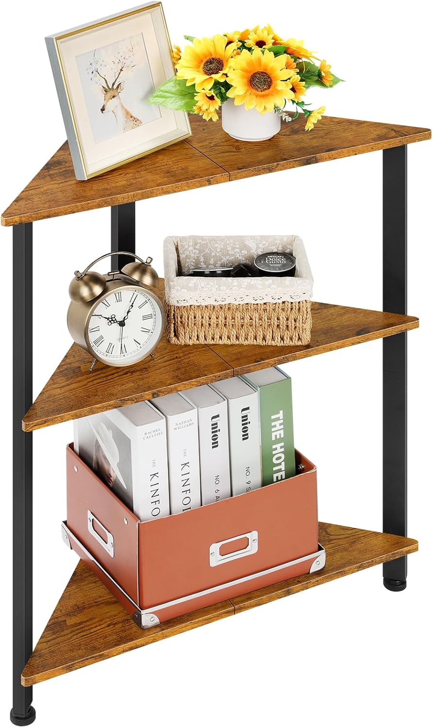 Amazon.com: Fogein 3 Tier End Corner Table, Corner Shelf, Triangle End ...