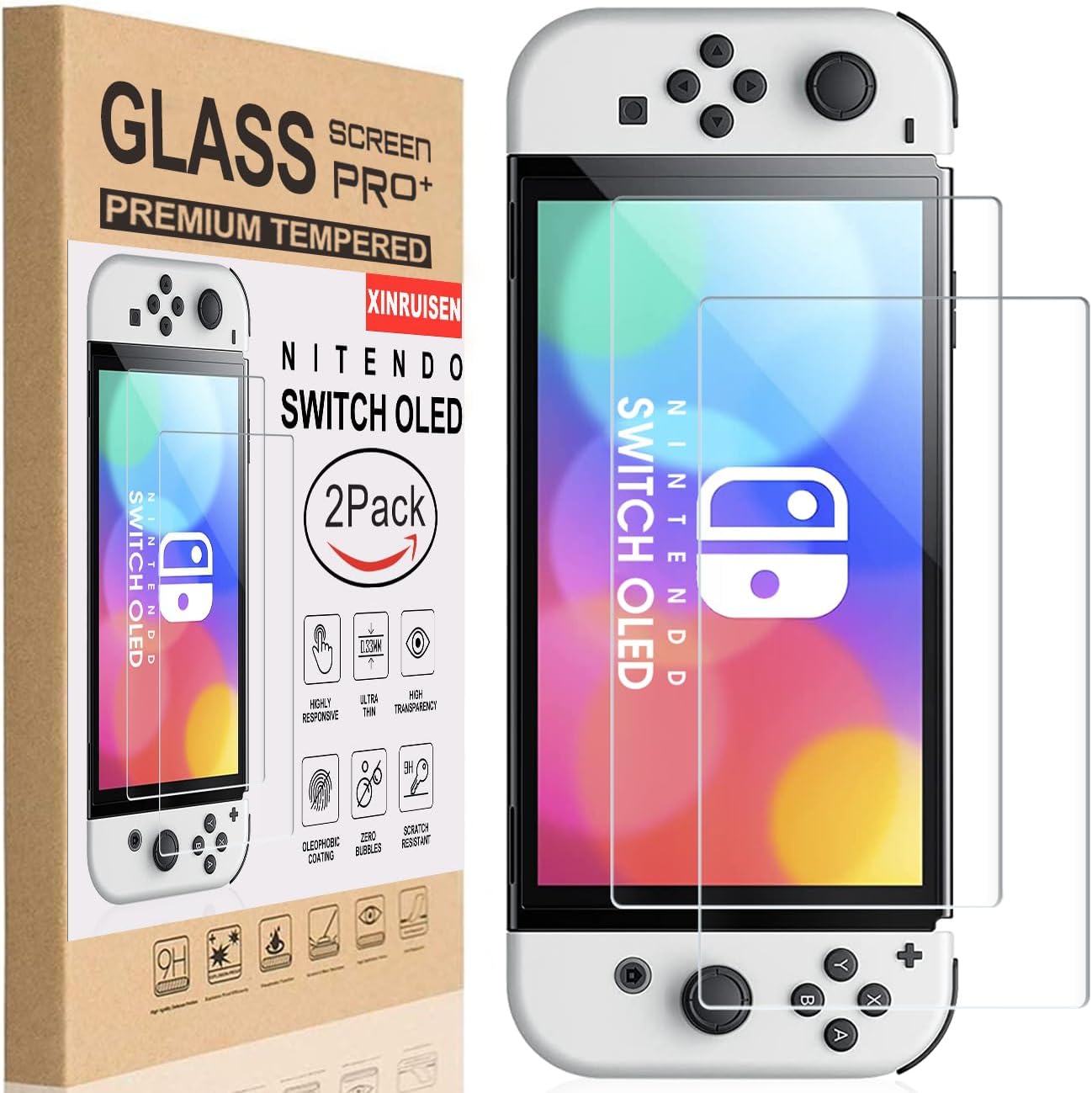 XINRUISEN Screen Protector for Nintendo Switch OLED 2021 New Model 7 ...