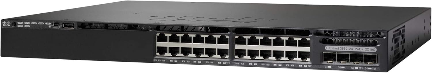 Amazon.com: Cisco Catalyst 3650-24TD-L Network Switch, 24 Gigabit ...