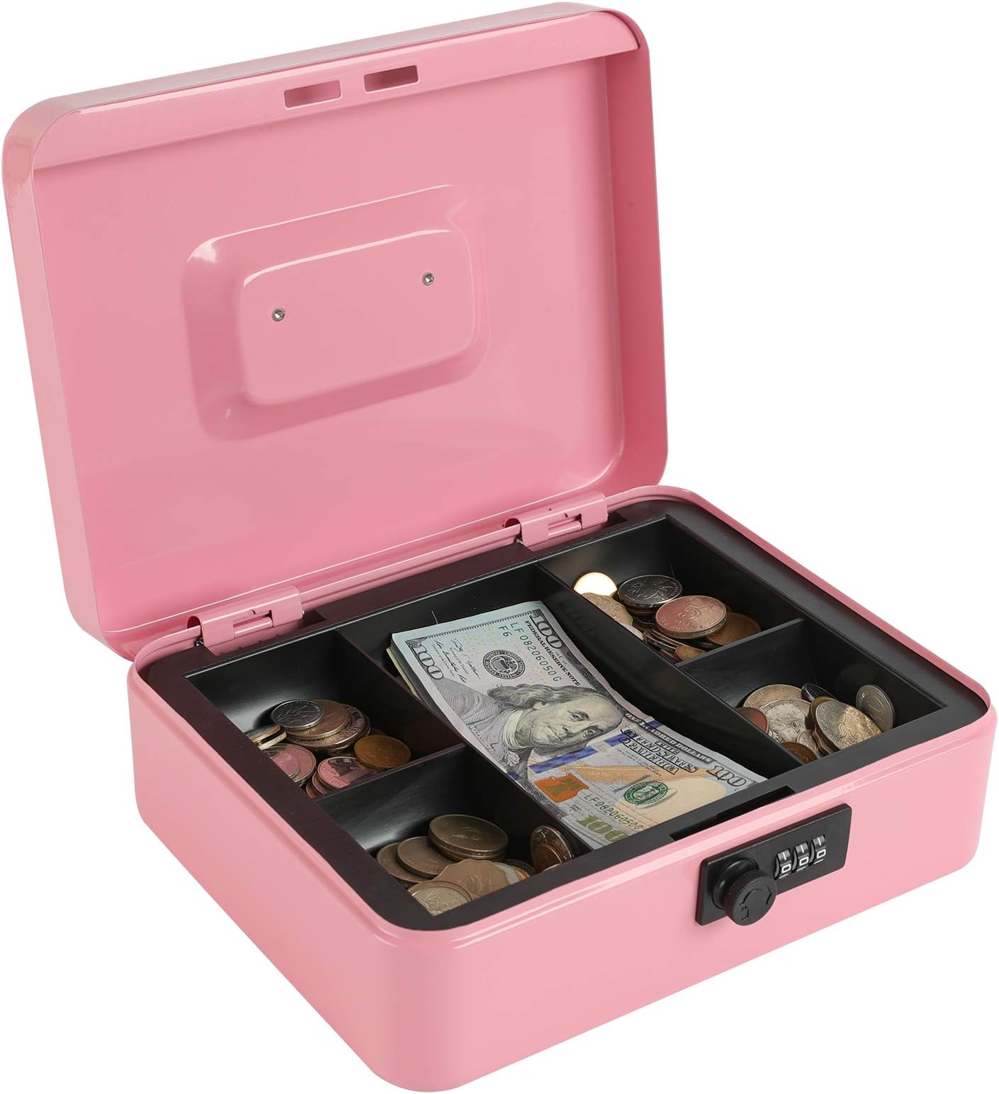 Amazon.com : KYODOLED Large Metal Cash Box with Money Tray and Lock ...