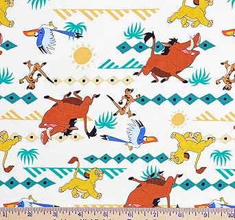 Amazon.com: 1 Fat Quarter - Zazu Simba Timon Pumbaa Lion King Striped ...