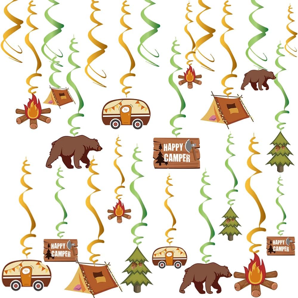 Amazon.com: 36PCS Happy Camper Party Hanging Swirls Decorations ...