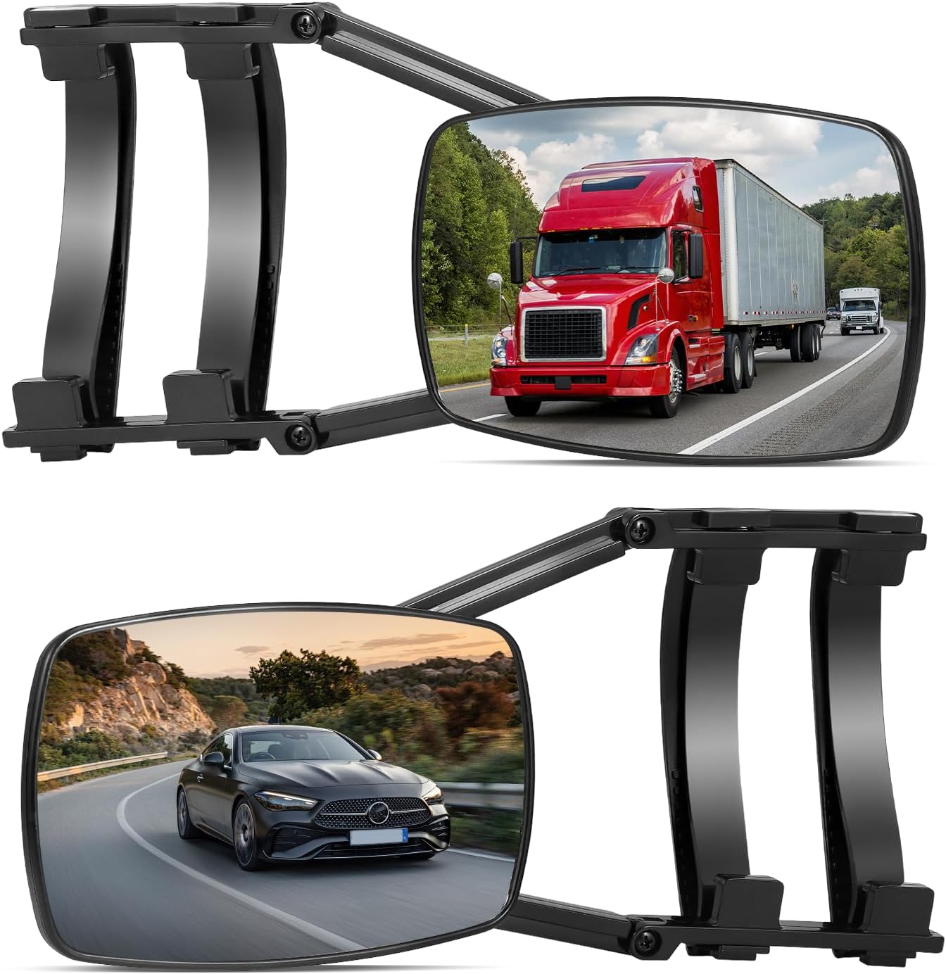 2 x Caravan Towing Mirrors Universal Wing Mirror Extensions Attachments ...
