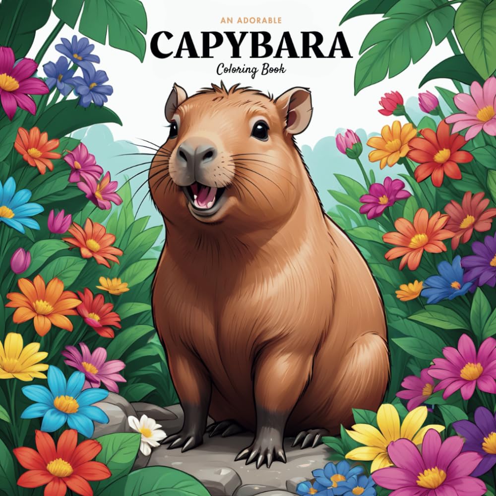 Amazon.com: An Adorable Capybara Coloring Book: Cute Capybara coloring ...