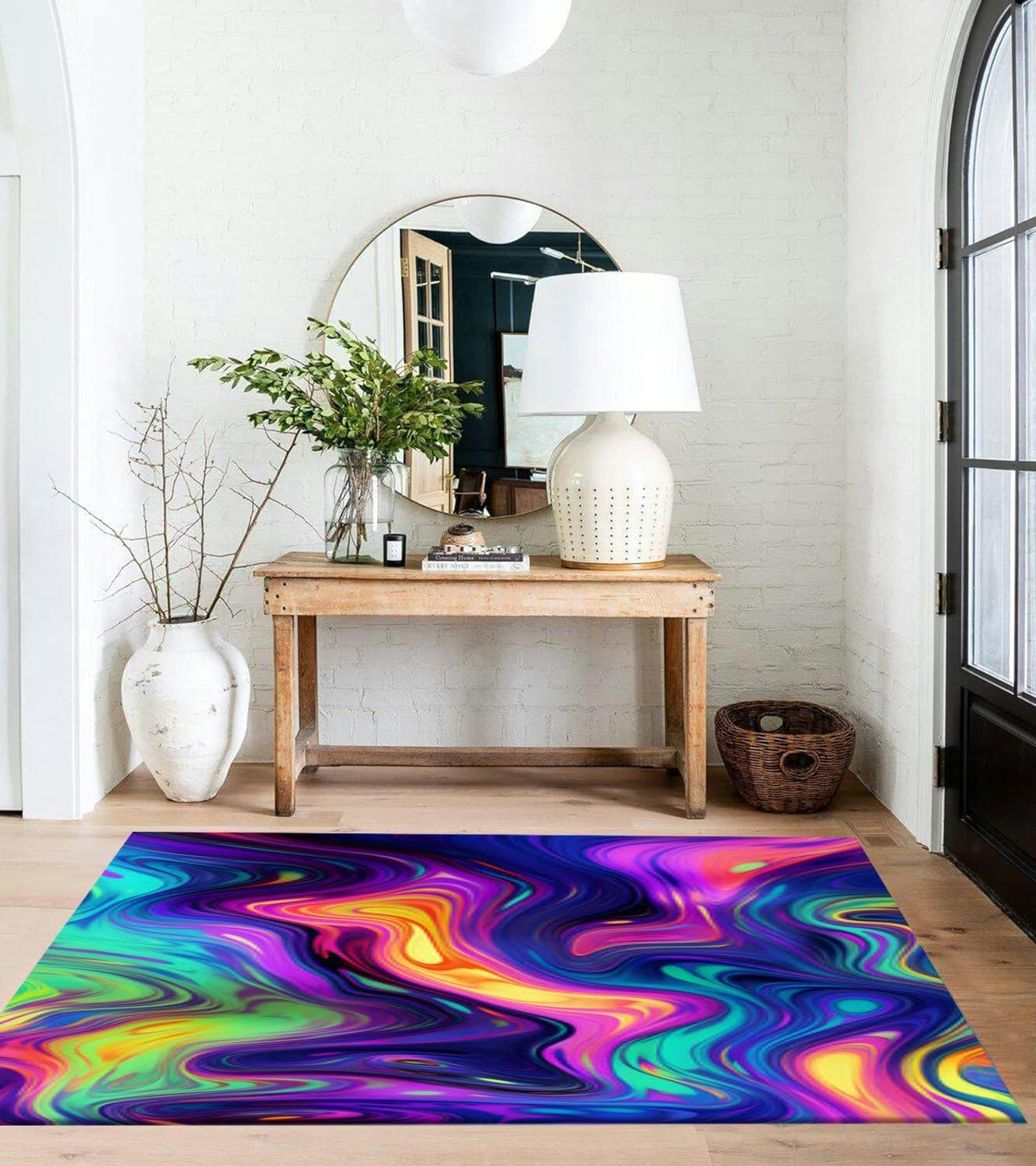 Amazon.com: A Art Oil Slick Bright neon Colors Generative 3x5 Rug Throw ...