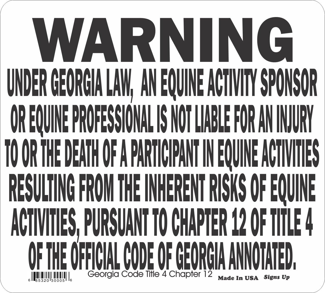 Amazon.com : SIGNS UP Georgia State Equine Warning Sign : Patio, Lawn ...