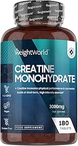 Creatine Monohydrate Tablets 3000mg - 180 Creatine Tablets - Gym ...