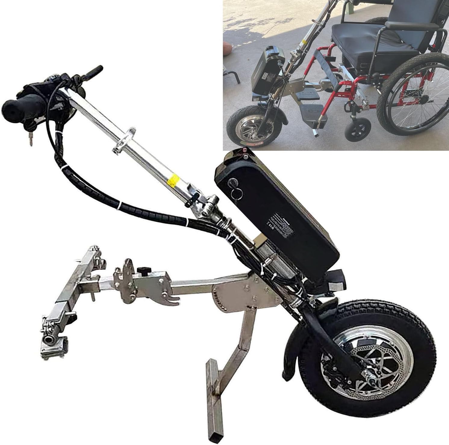 Electric Handcycle Wheelchair Attachment, 3-Speed Adjustment, Endurance ...