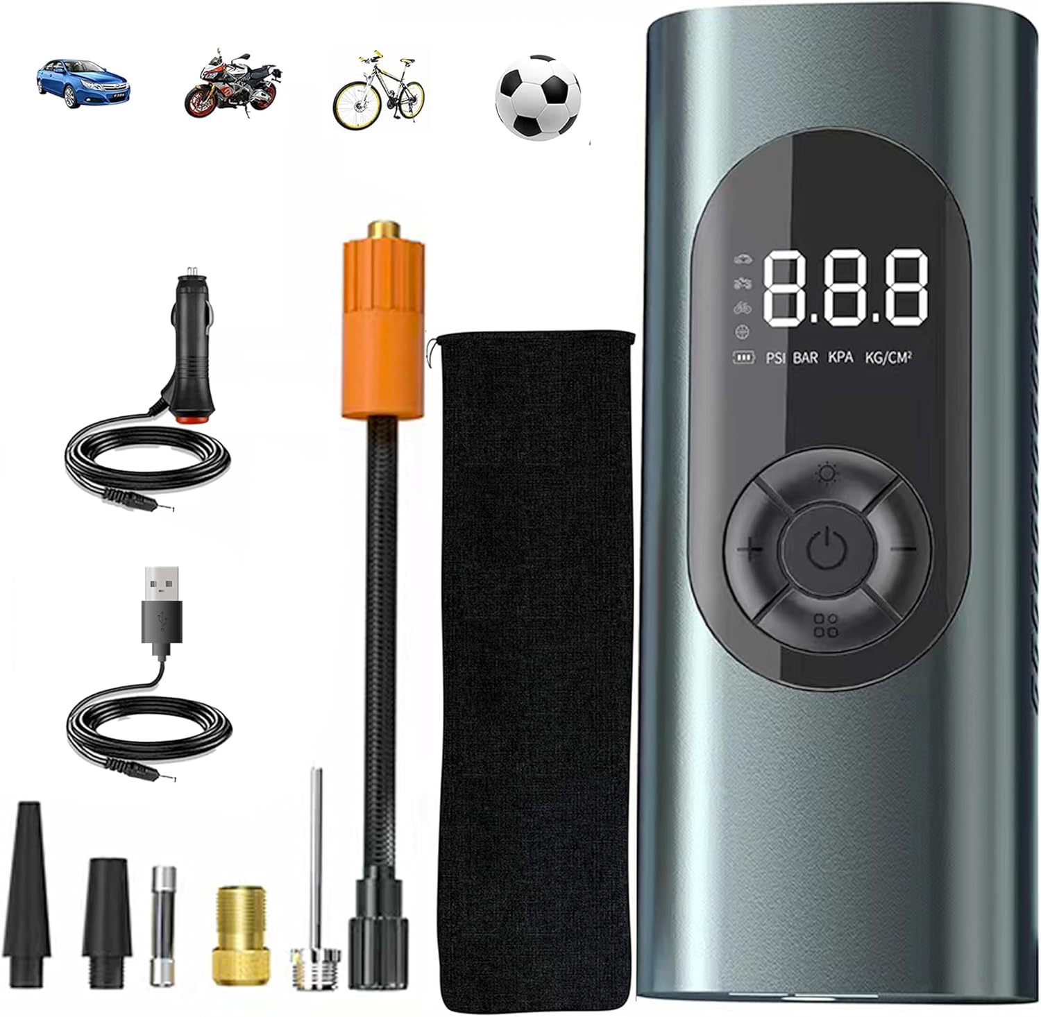 SNORF Compresor de Aire Portatil – 120W Inflador de Llantas para Auto ...