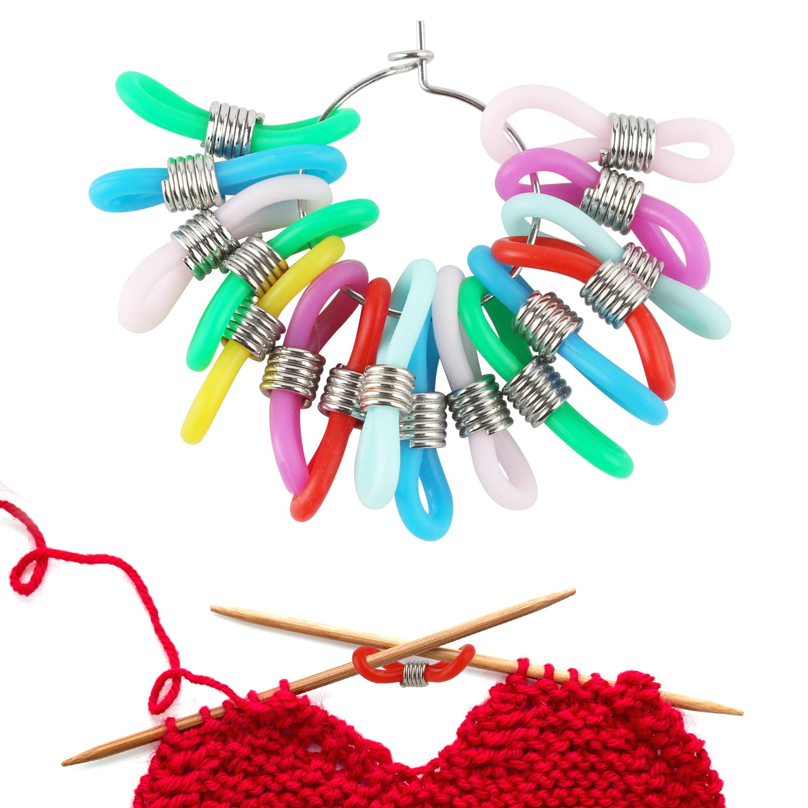 Amazon.com: 16pcs Rubber Knitting Needle Stoppers, Colorful Knitting ...