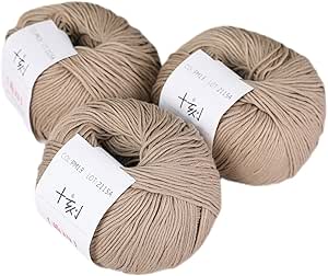 SHIKE Sprout,100% Long-Staple Cotton Yarn,3 Skeins Soft Baby Fingering ...