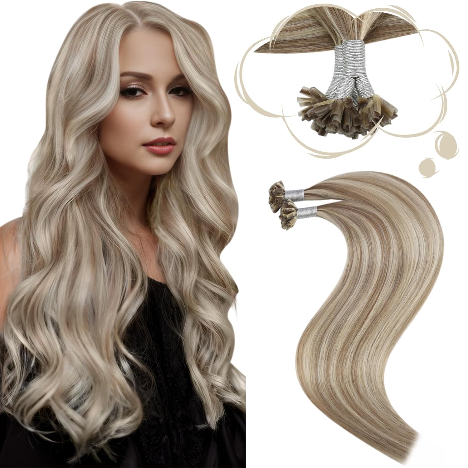 Amazon.com : Moresoo U Tip Hair Extensions Human Hair Highlight 22 Inch ...