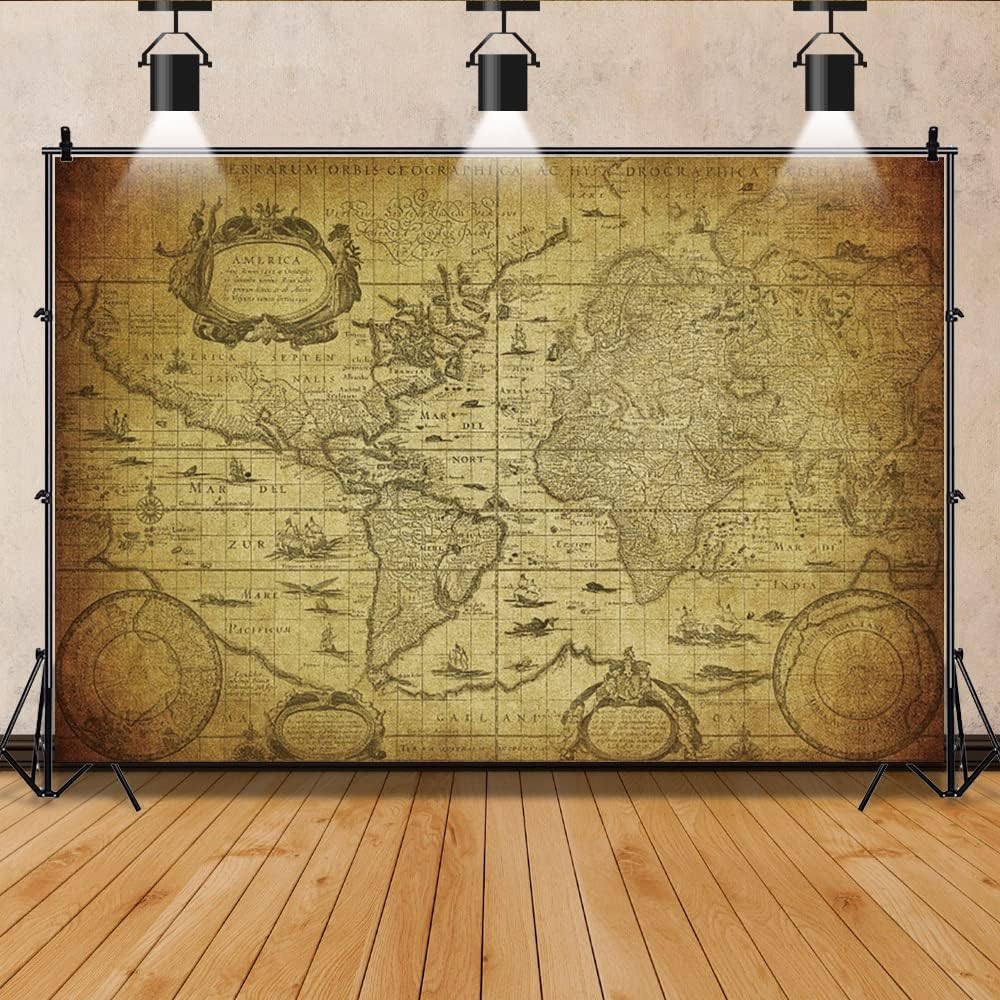 Amazon.com : Pirate Backdrops Boy Birthday Decor World Map Treasure ...