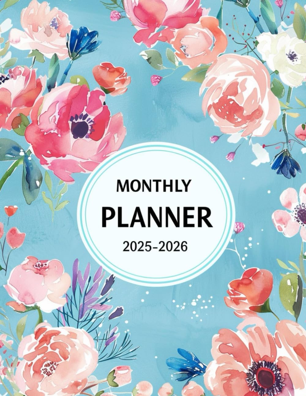 2025-2026 Monthly Planner: Large Floral Jan-Dec Two Year Calendar ...
